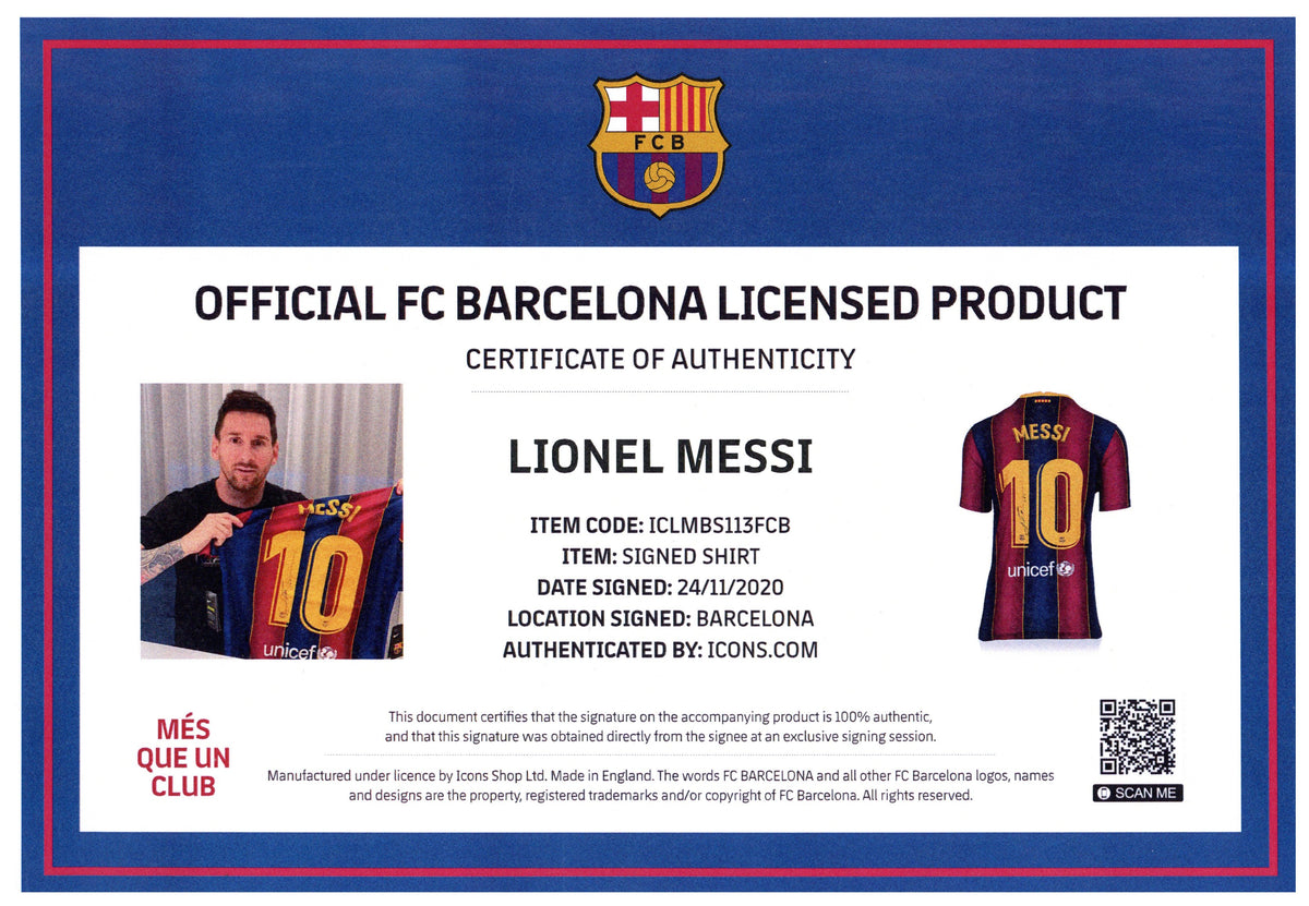 Lionel Messi Authenticated Signed Soccer Jersey - Official FC Barcelon ...