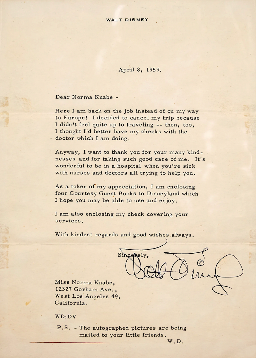 Walt Disney with Signed Typed Letter – Sevyn