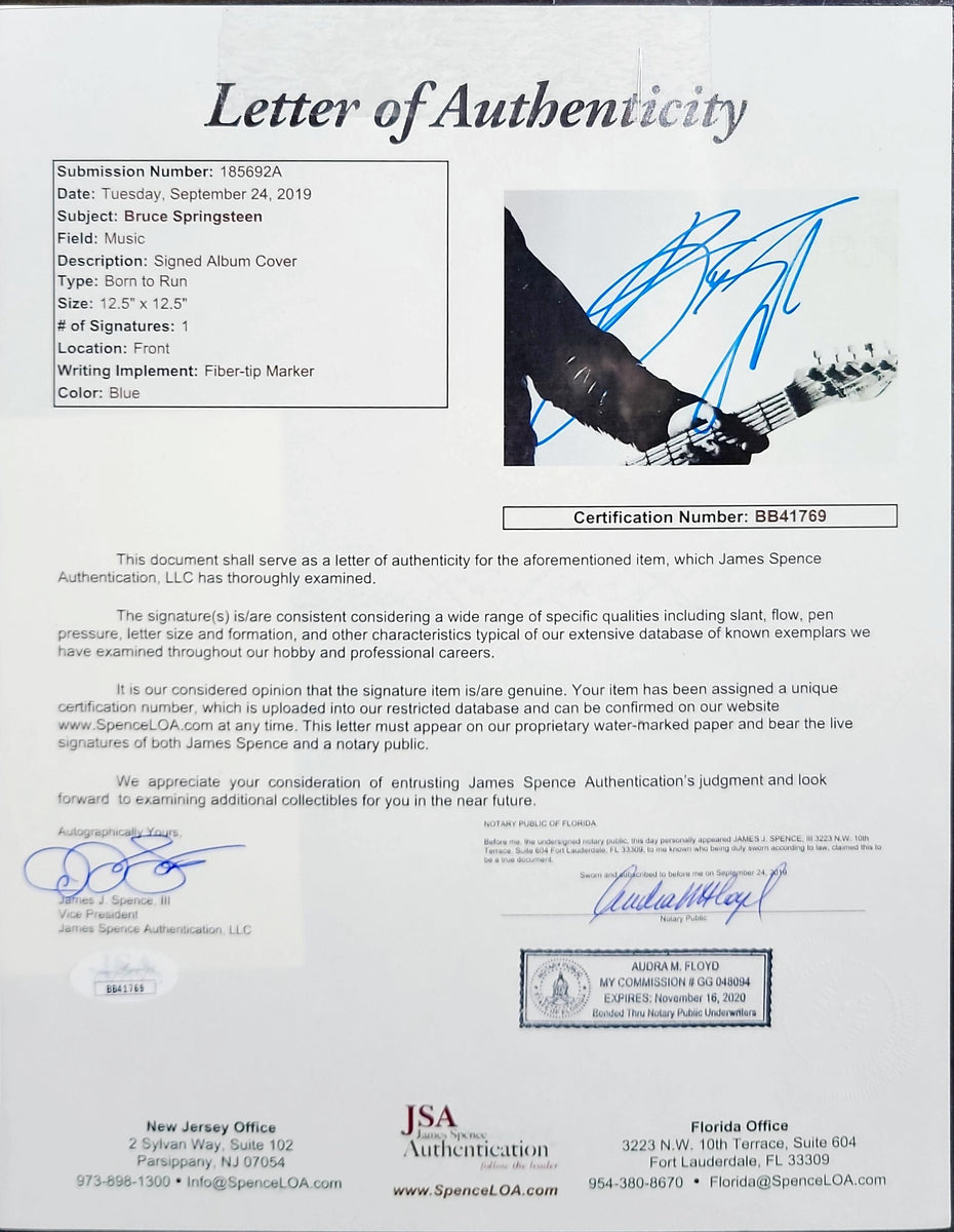 Bruce Springsteen and Big Man Authenticated Signatures with Sax and Al ...